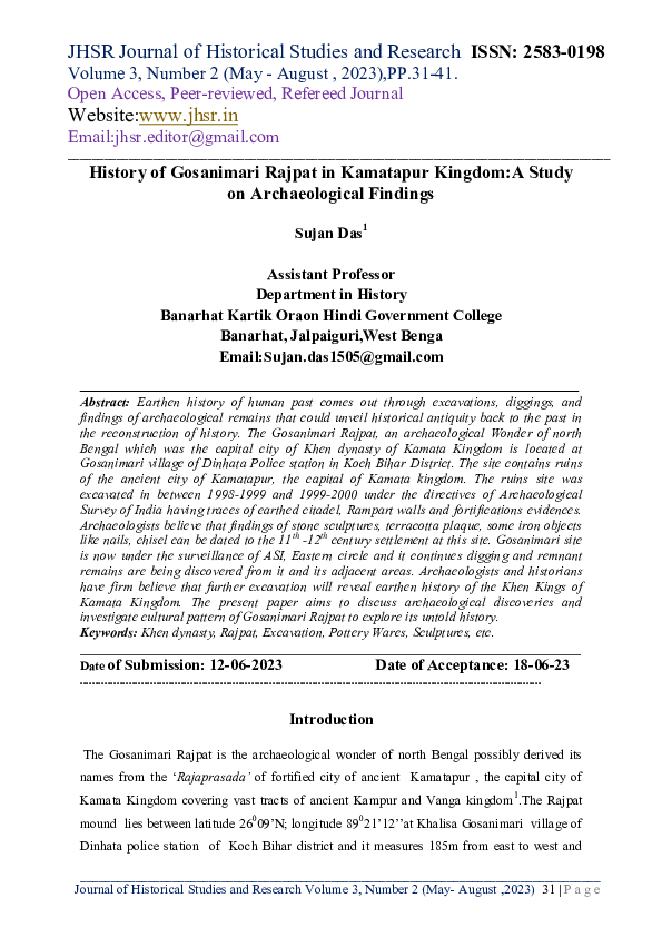 (PDF) History of Gosanimari Rajpat in Kamatapur Kingdom:A Study on ...