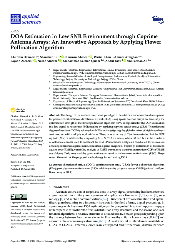 Pdf Doa Estimation In Low Snr Environment Through Coprime Antenna Arrays An Innovative