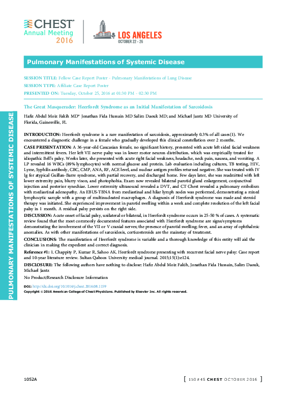 (PDF) The Great Masquerader: Heerfordt Syndrome as an Initial ...
