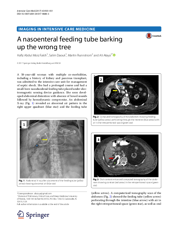 (PDF) A nasoenteral feeding tube barking up the wrong tree | Salim ...