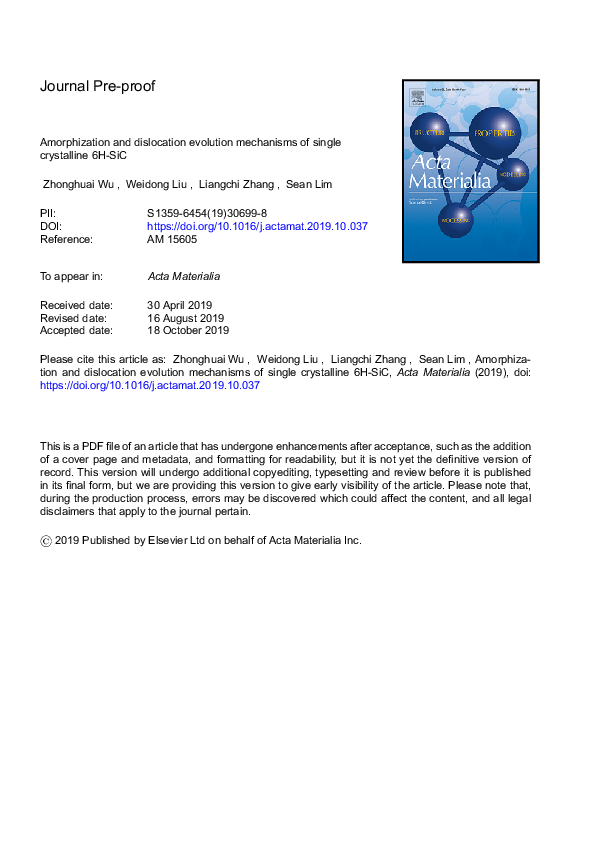 (PDF) Amorphization and dislocation evolution mechanisms of single ...