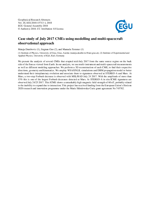 (PDF) Case study of July 2017 CMEs using modelling and multi-spacecraft observational approach ...