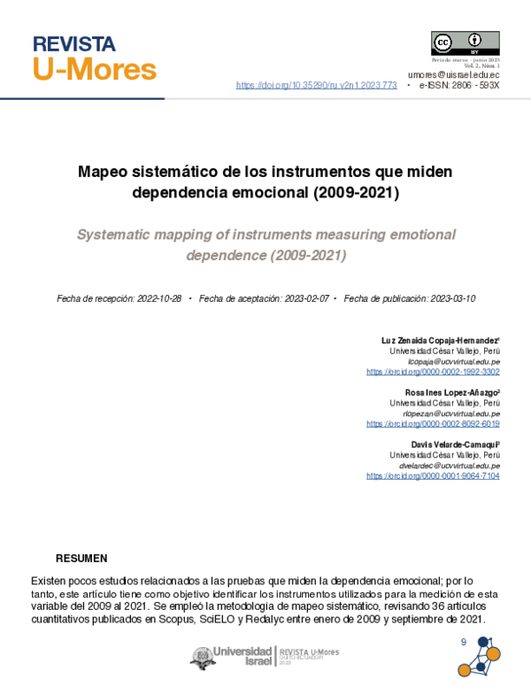 (PDF) Mapeo sistemático de los instrumentos que miden dependencia emocional (2009-2021)