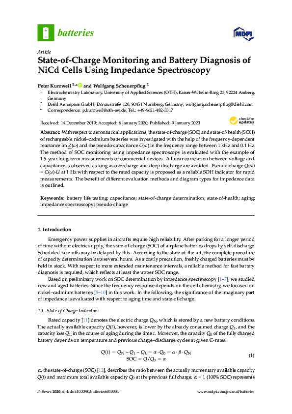(PDF) State-of-Charge Monitoring and Battery Diagnosis of NiCd Cells ...