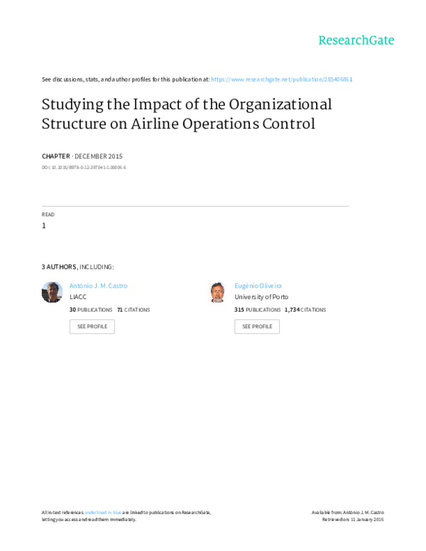 (PDF) Studying the Impact of the Organizational Structure on Airline ...