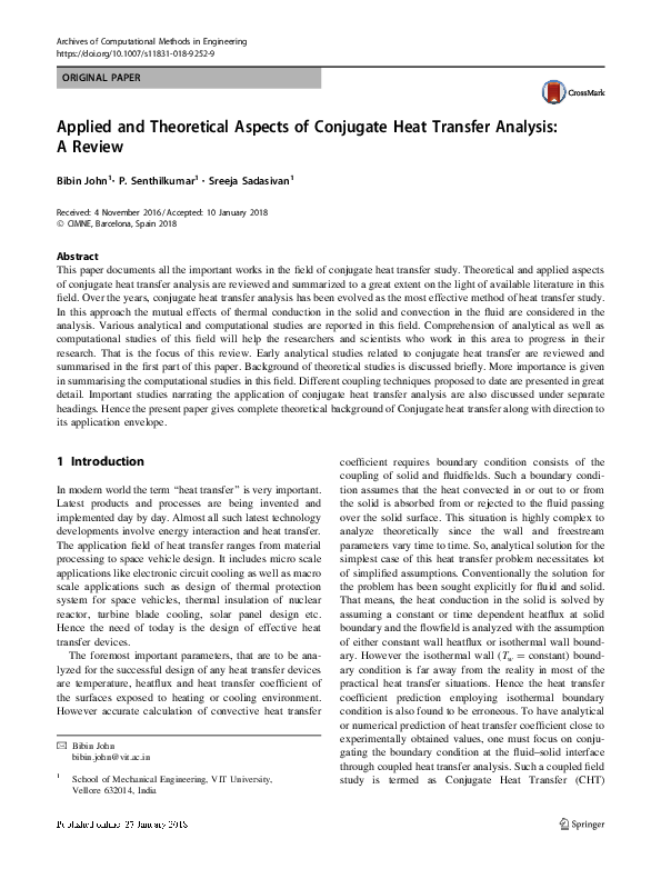 (PDF) Applied and Theoretical Aspects of Conjugate Heat Transfer ...