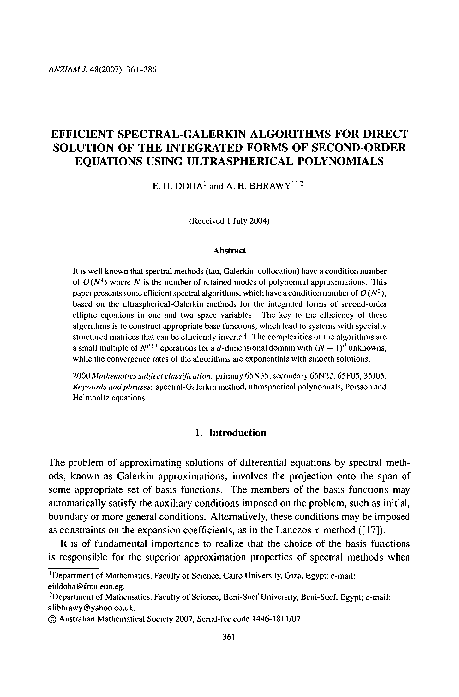 (PDF) Efficient spectral-Galerkin algorithms for direct solution of ...
