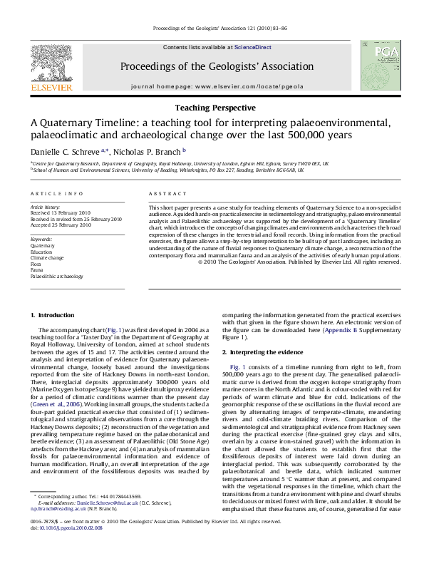 (PDF) A Quaternary Timeline: a teaching tool for interpreting ...