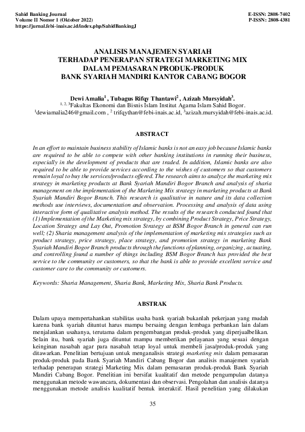 (PDF) Analisis Manajemen Syariah Terhadap Penerapan Strategi Marketing MIX Dalam Pemasaran ...