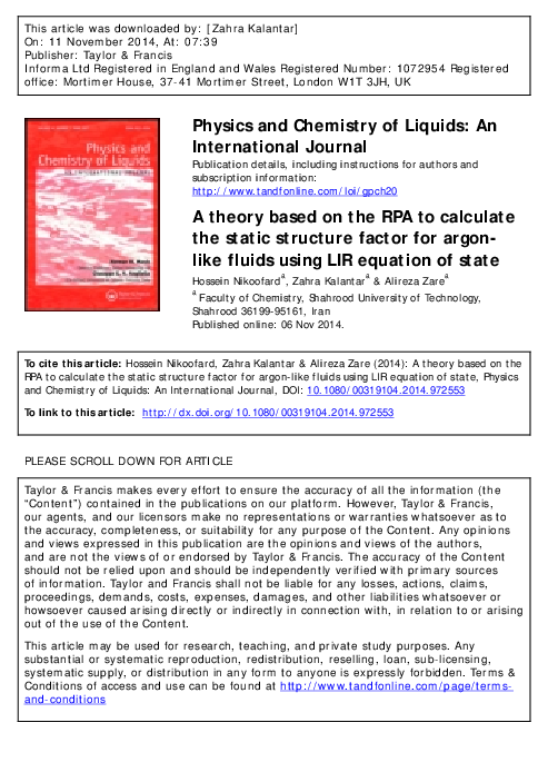 (PDF) A theory based on the RPA to calculate the static structure ...