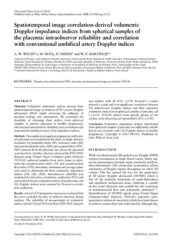 Pdf Spatiotemporal Image Correlation Derived Volumetric Doppler