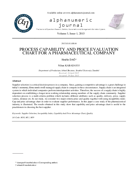(PDF) Process Capability And Price Evaluation Chart For A ...