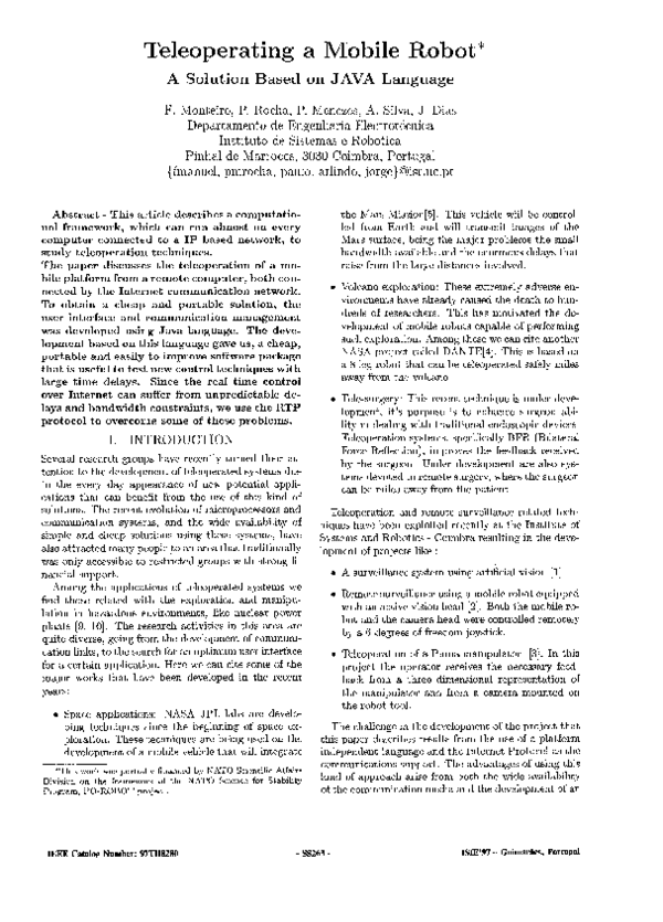 (PDF) Teleoperating a mobile robot — A solution based on java language ...