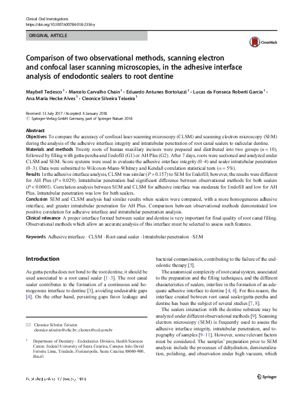 (PDF) Comparison of two observational methods, scanning electron and confocal laser scanning ...