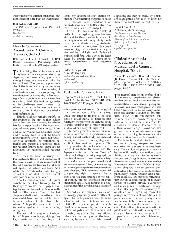(PDF) Clinical Anesthesia Procedures of the Massachusetts General Hospital