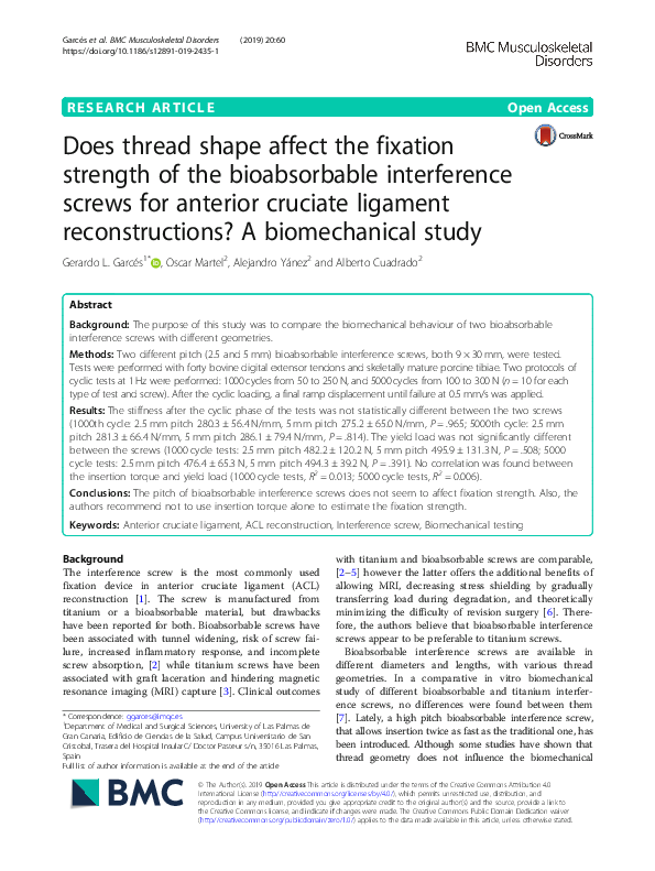 (PDF) Does thread shape affect the fixation strength of the ...