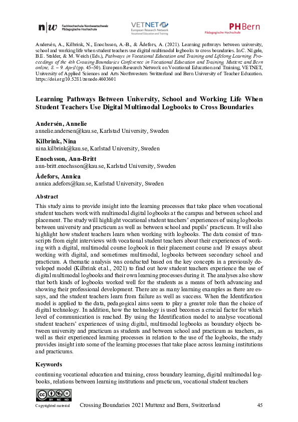 (PDF) Learning Pathways Between University, School and Working Life ...