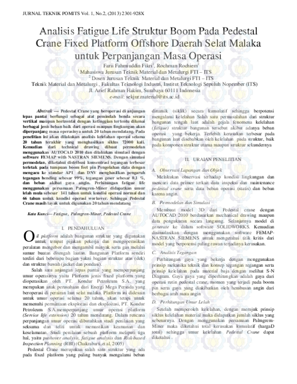 (PDF) Analisis Fatigue Life Struktur Boom Pada Pedestal Crane Fixed ...