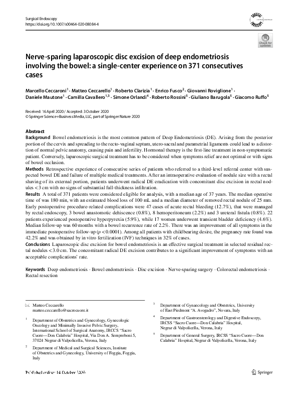 (PDF) Nerve-sparing laparoscopic disc excision of deep endometriosis ...