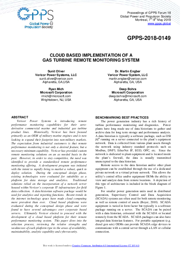 (PDF) Cloud Based Implementation Of A Gas Turbine Remote Monitoring System