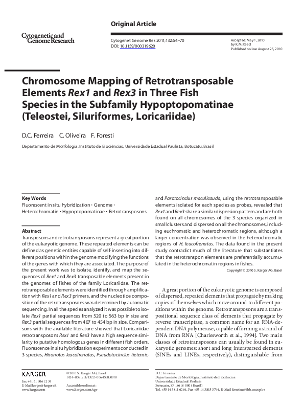 (PDF) Chromosome Mapping of Retrotransposable Elements Rex1 and Rex3 in ...