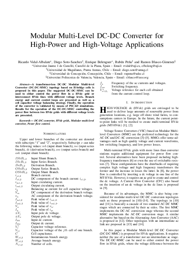 (PDF) Transformer-less DC-DC Modular Converter for HVdc