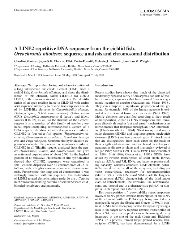 (PDF) A LINE2 repetitive DNA sequence from the cichlid fish ...