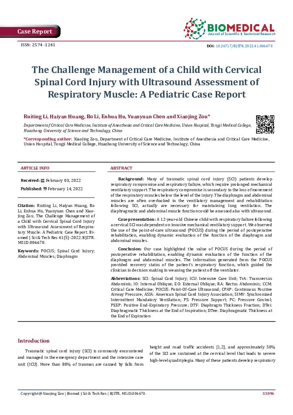 (PDF) The Challenge Management of a Child with Cervical Spinal Cord ...