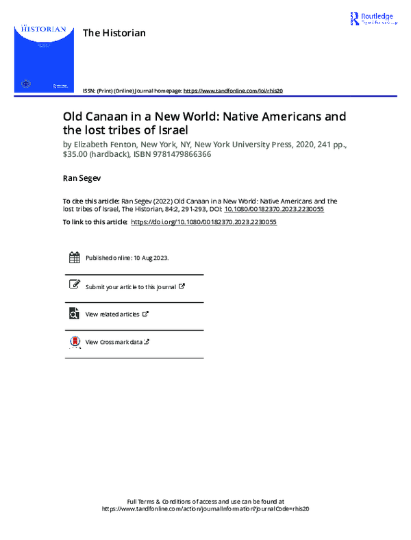 (PDF) Book review: Elizabeth Fenton, Old Canaan in a New World: Native ...