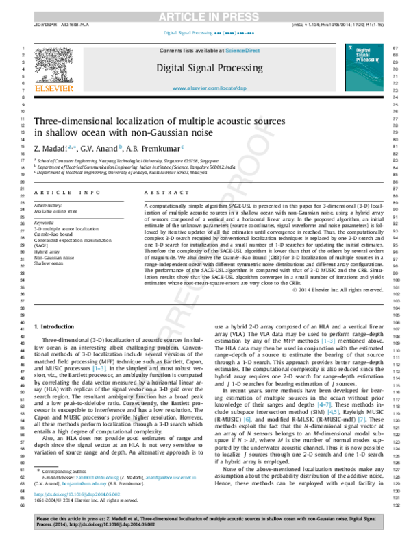 Pdf Three Dimensional Localization Of Multiple Acoustic Sources In Shallow Ocean With Non 2667