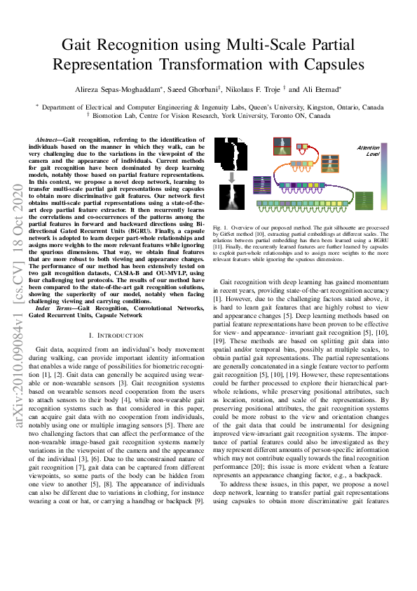 (PDF) Gait Recognition using Multi-Scale Partial Representation Transformation with Capsules