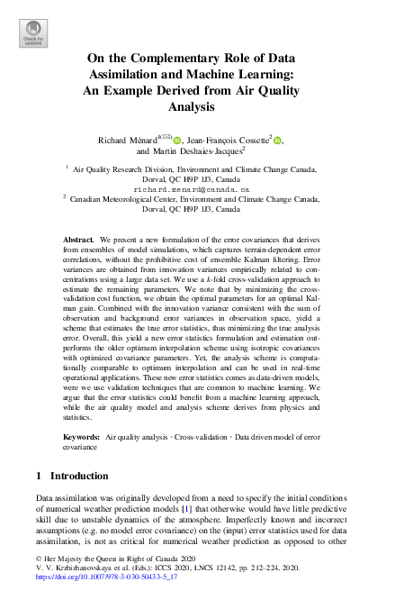 (PDF) On the Complementary Role of Data Assimilation and Machine Learning: An Example Derived ...