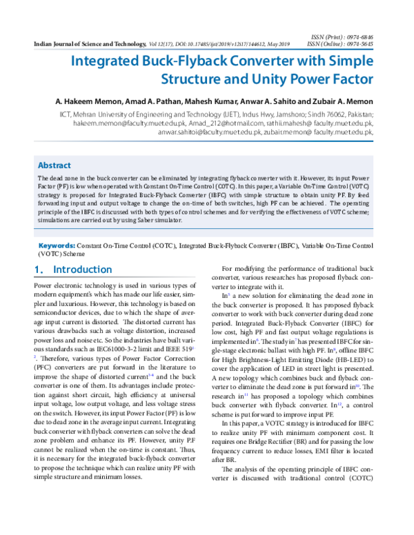 Integrated Buck-Flyback Converter with Simple Structure and Unity Power ...