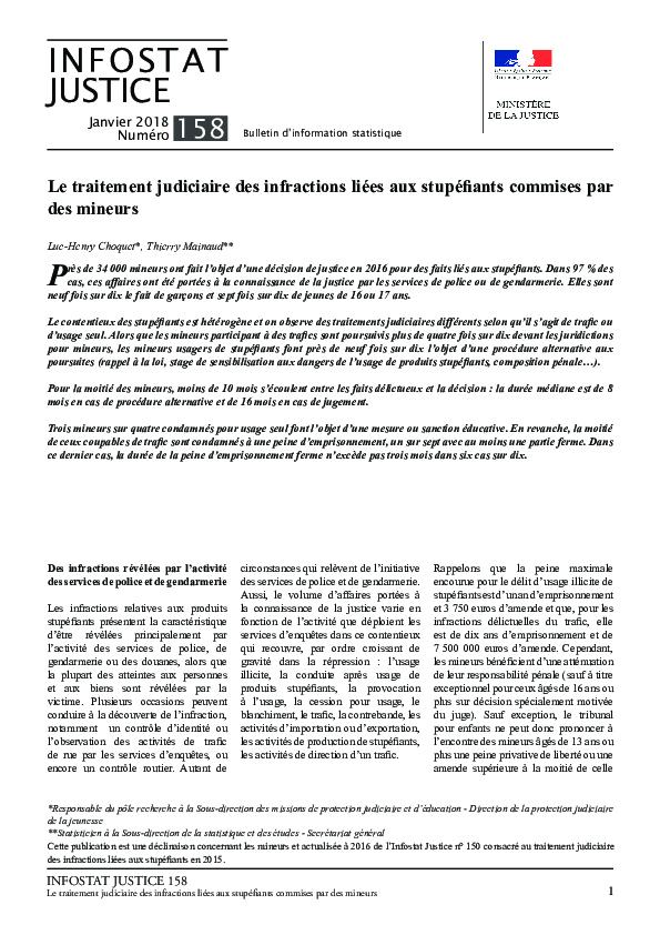 (PDF) Le traitement judiciaire des infractions liées aux stupéfiants ...