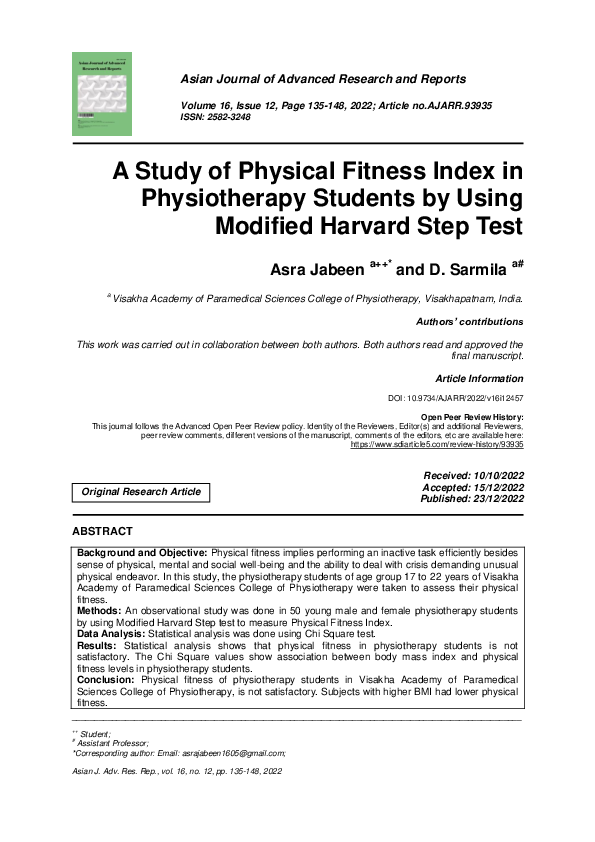 (PDF) A Study of Physical Fitness Index in Physiotherapy Students by ...