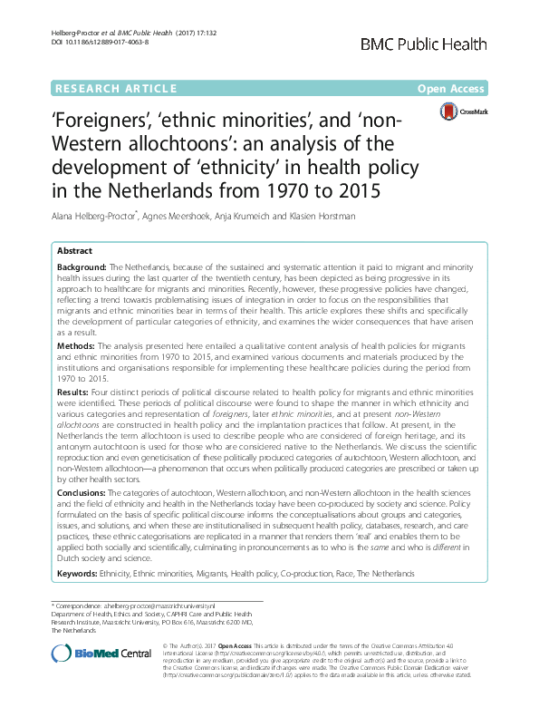 (PDF) ‘Foreigners’, ‘ethnic minorities’, and ‘non-Western allochtoons ...