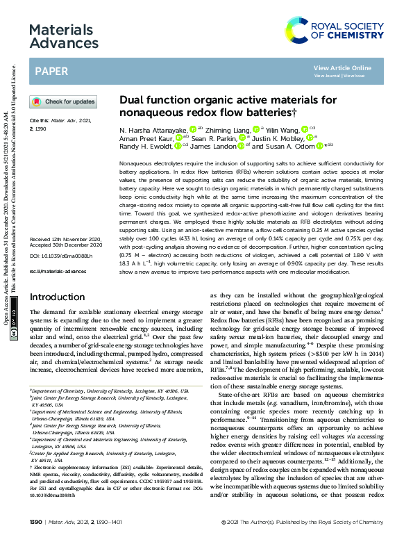 (PDF) Dual function organic active materials for nonaqueous redox flow ...