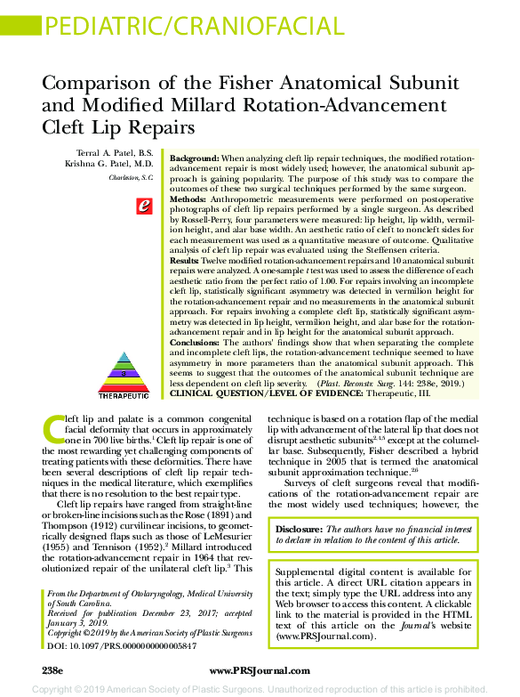 (PDF) Comparison of the Fisher Anatomical Subunit and Modified Millard ...