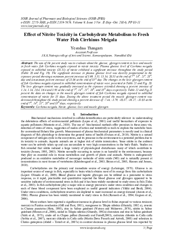 (PDF) Effect of Nitrite Toxicity in Carbohydrate Metabolism to Fresh ...