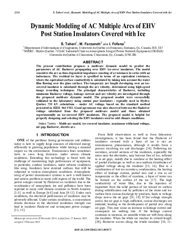 (PDF) Dynamic modeling of AC multiple ARCS of EHV post station ...