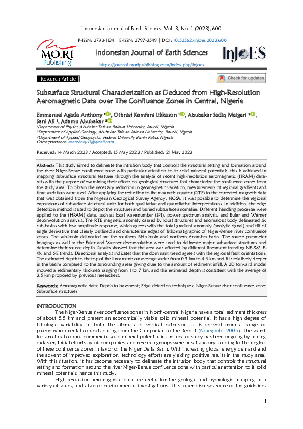 (PDF) Subsurface Structural Characterization as Deduced from High-Resolution Aeromagnetic Data ...