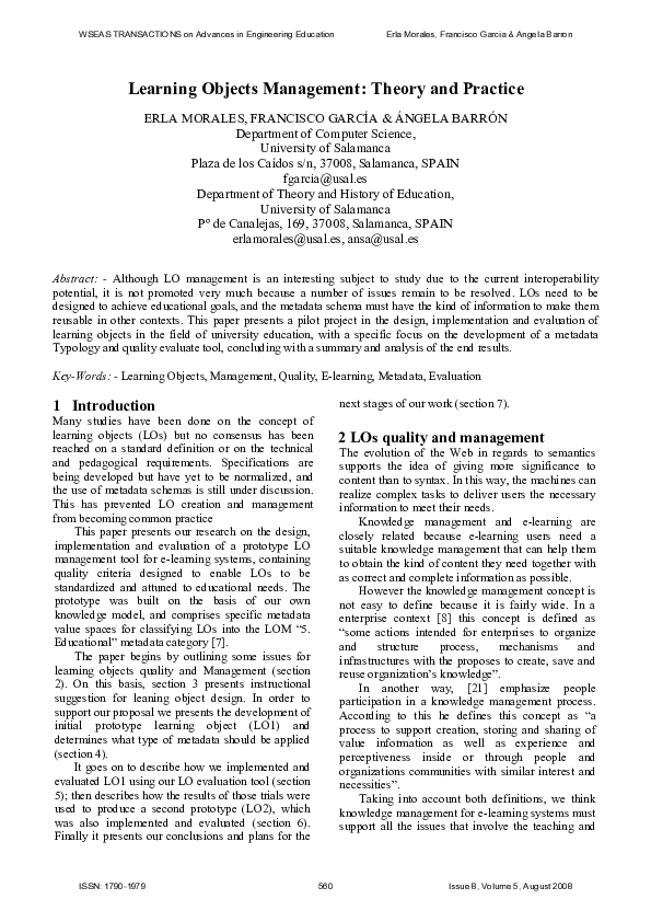 (PDF) Learning Objects Management: Theory and Practice