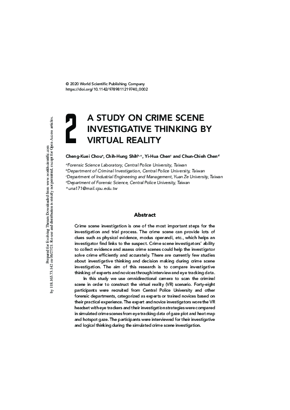 (PDF) A Study on Crime Scene Investigative Thinking by Virtual Reality