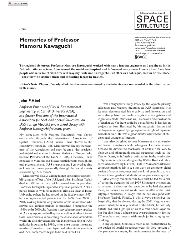 (PDF) Memories of Professor Mamoru Kawaguchi | Olga Popovic Larsen ...
