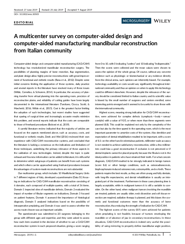 (PDF) A multicenter survey on computer‐aided design and computer‐aided ...