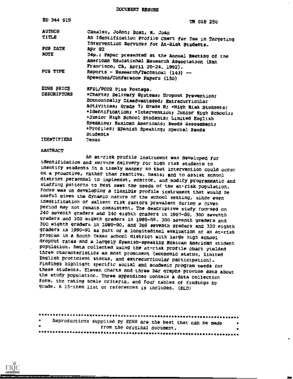 (PDF) An Identification Profile Chart for Use in Targeting Intervention ...