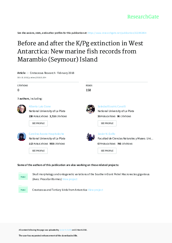 (PDF) Before and after the K/Pg extinction in West Antarctica: New ...