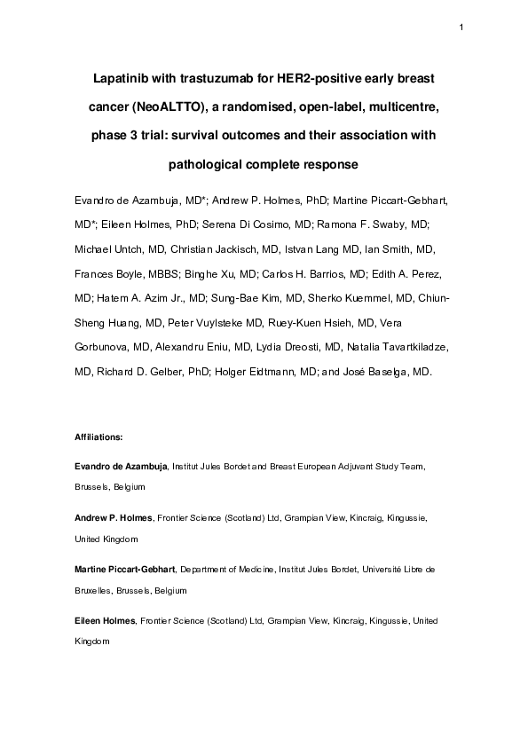 (PDF) Lapatinib with trastuzumab for HER2-positive early breast cancer ...