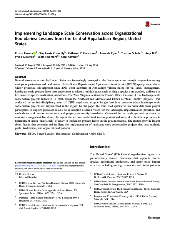 (PDF) Implementing Landscape Scale Conservation across Organizational ...