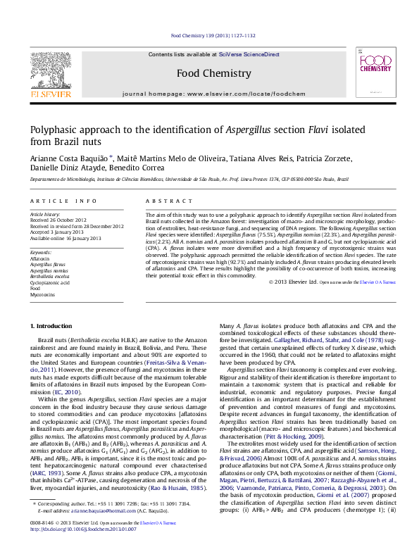(PDF) Polyphasic approach to the identification of Aspergillus section ...